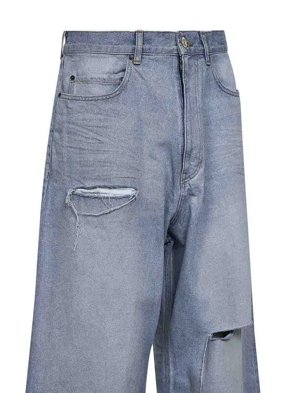 Balenciaga Light Blue Cotton Denim Baggy Jeans - Multicolor
