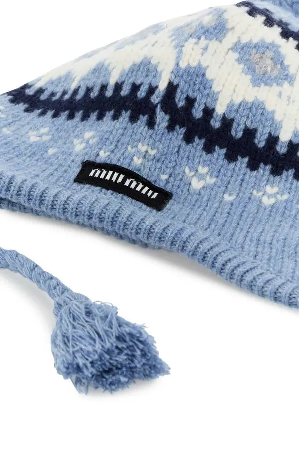 Miu Miu Virgin Wool Beanie With Tassels
