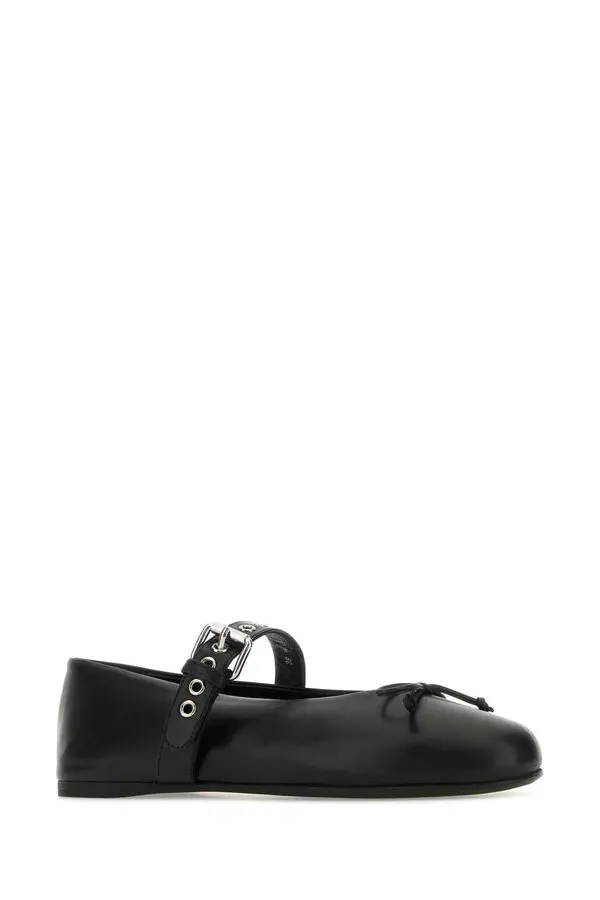 Miu Miu Leather Ballerinas - Black