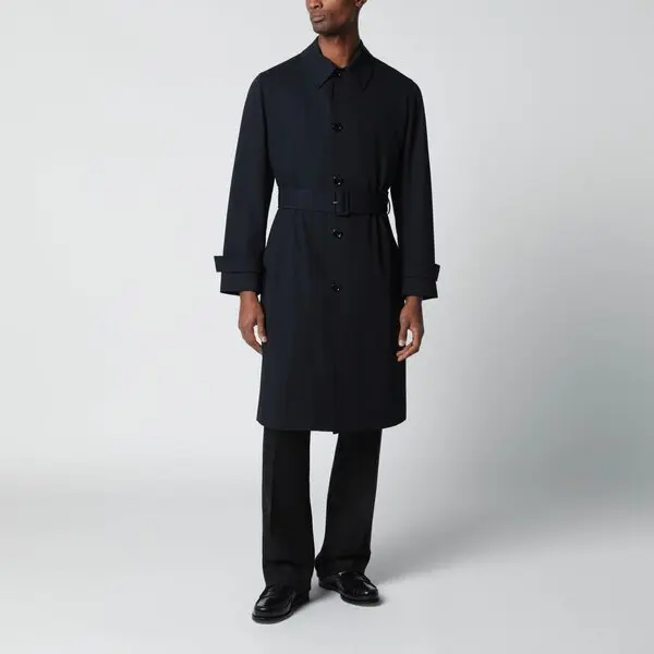 LARDINI Single-breasted Virgin Wool Trench Coat