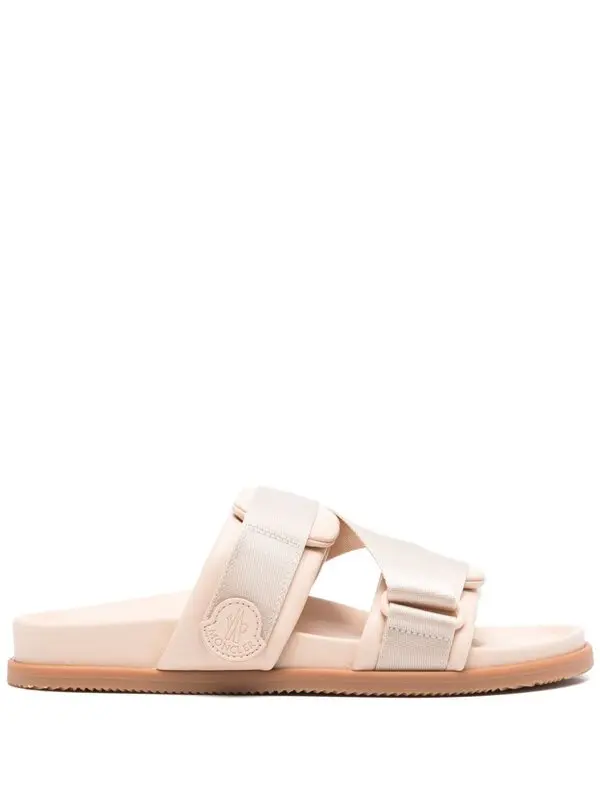 Moncler Flat Rubber Sandals With Touch-strap Fastening - Multicolor