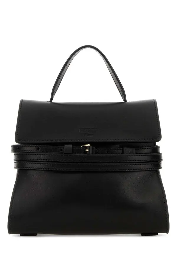 Moschino Nappa Leather Small Tie Me Handbag - Black
