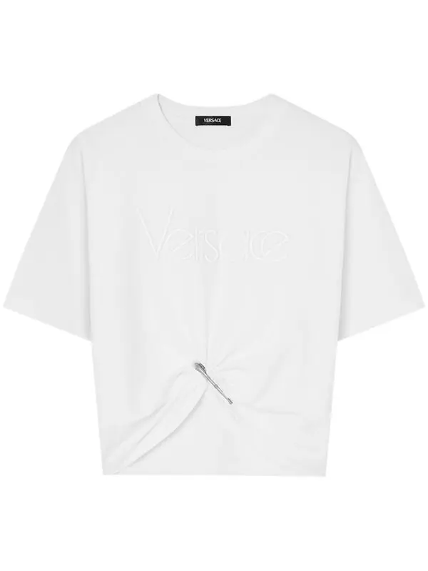 Versace Logo Embroidered T-shirt - Multicolor