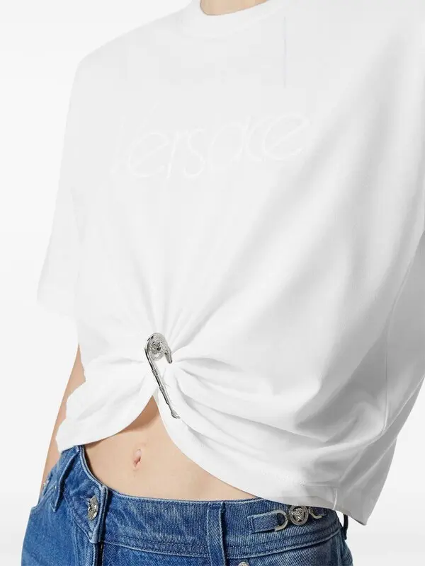Versace Logo Embroidered T-shirt - Multicolor