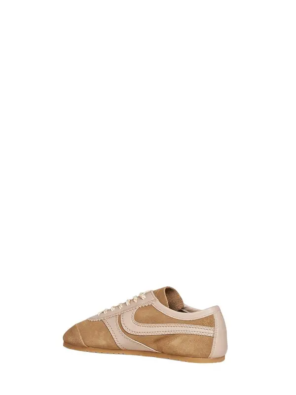 Dries Van Noten Beige Suede And Leather Detail Sneakers - Multicolor