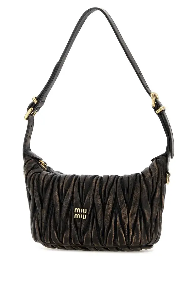 Miu Miu Leather Handbag With Golden Metal Finishing - Brown