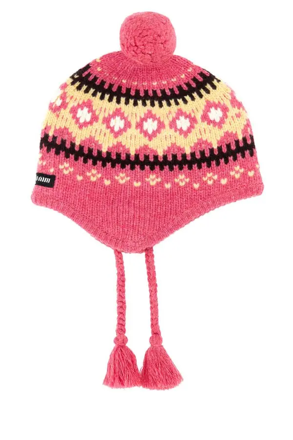 Miu Miu Embroidered Wool Beanie Hat - Multicolor