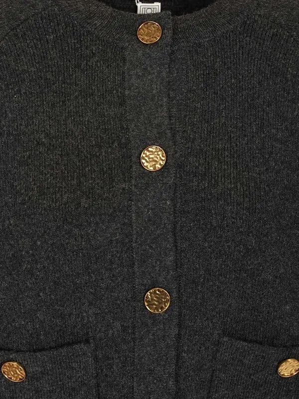 TOTEME Hammered Button Cardigan - Gray