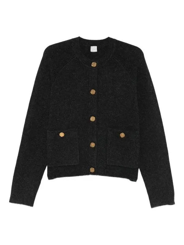 TOTEME Hammered Button Cardigan - Gray