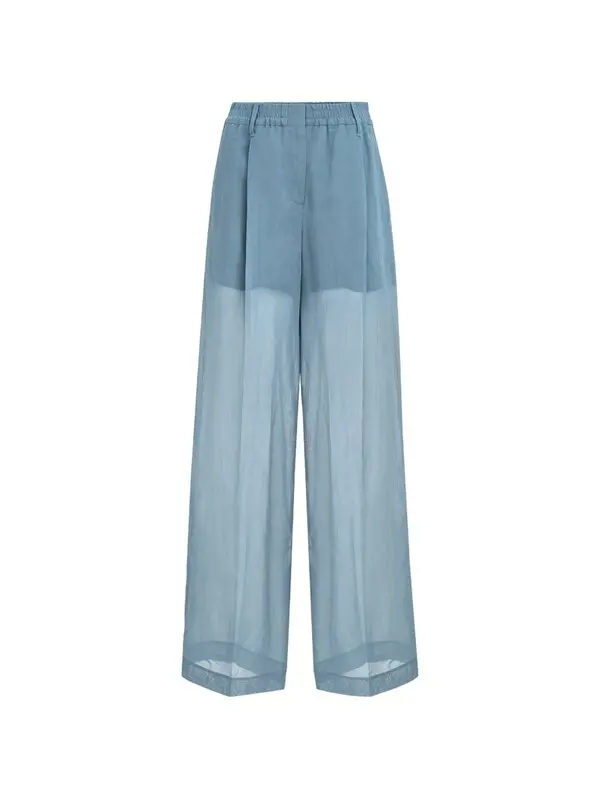 Brunello Cucinelli Cotton Organza Sartorial Wide Leg Trousers - Multicolor