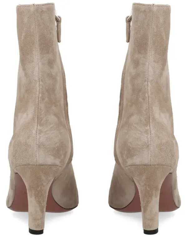 Paris Texas Boot Belle Suede Zip Up Ankle Boots - Cream