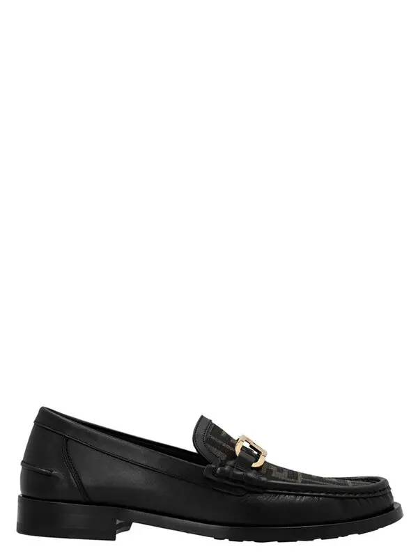 Fendi O'lock Leather Loafers - Black