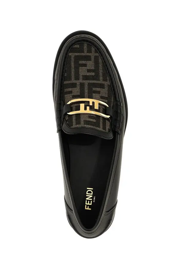 Fendi O'lock Leather Loafers - Black