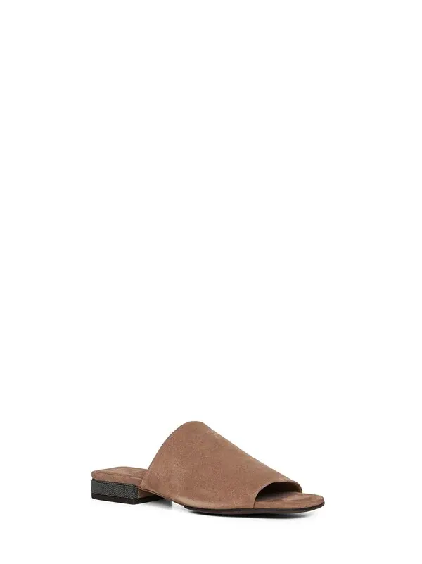 Brunello Cucinelli Suede Mules With Monili Embellishment