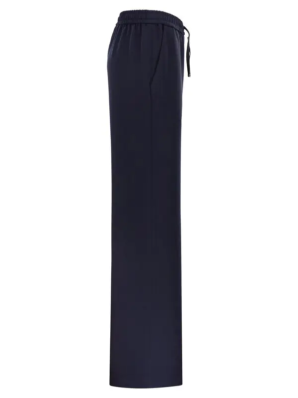 Herno Flowy Wide-leg Trousers With Drawstring - Blue