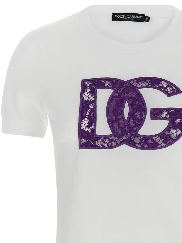 Dolce & Gabbana Lace Logo T-shirt - White