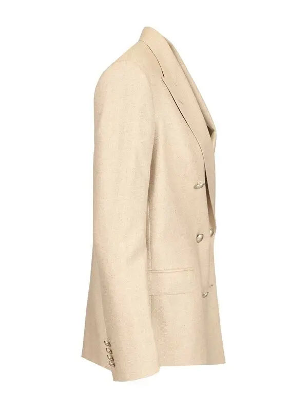 Tagliatore Double-breasted Wool & Cashmere Blend Jacket With Peak Lapels - Cream