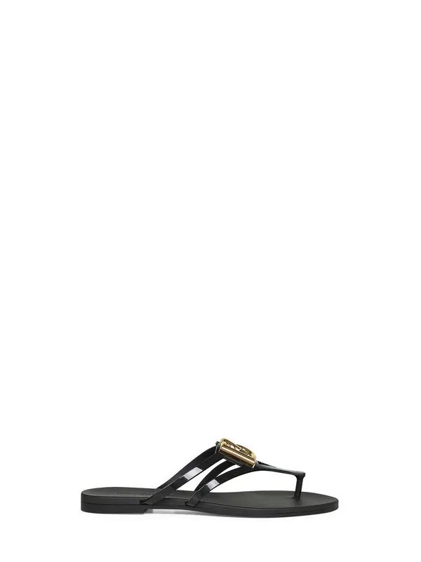Dolce & Gabbana Black Rubber Dg Logo Thong Sandals - Multicolor