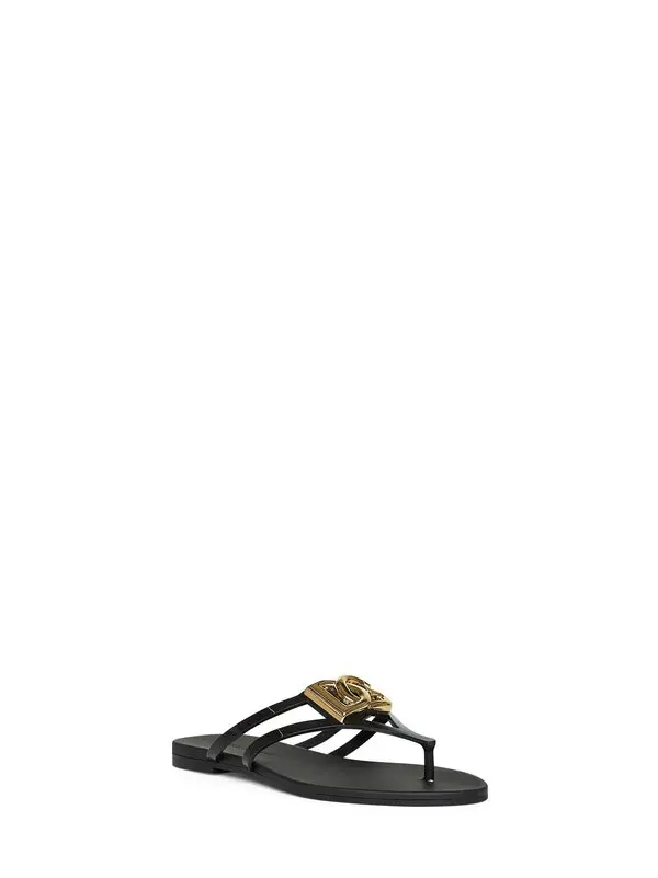 Dolce & Gabbana Black Rubber Dg Logo Thong Sandals - Multicolor