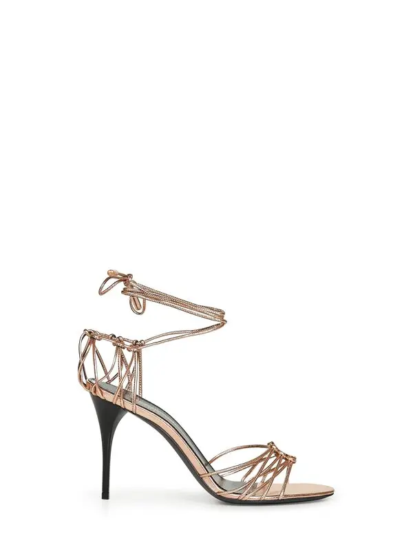 Saint Laurent Metallic Nappa Leather Lace-up Sandals - Multicolor