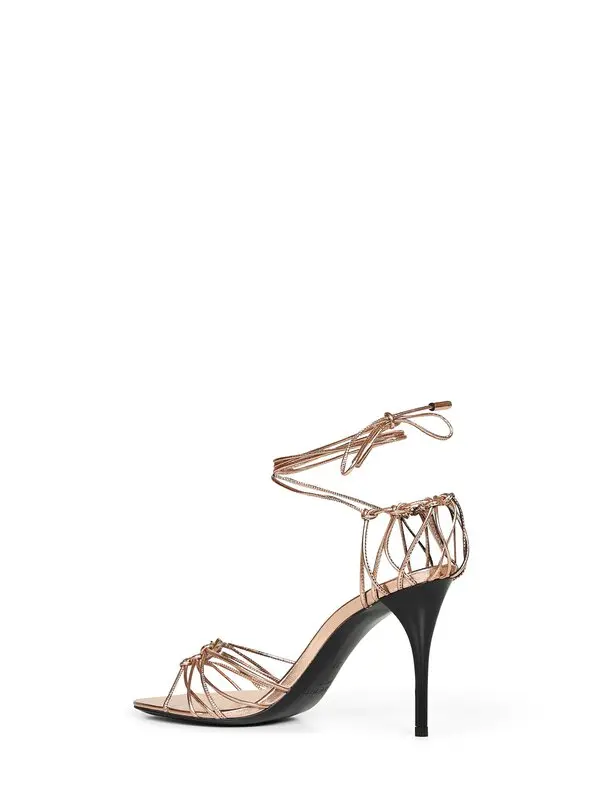 Saint Laurent Metallic Nappa Leather Lace-up Sandals - Multicolor