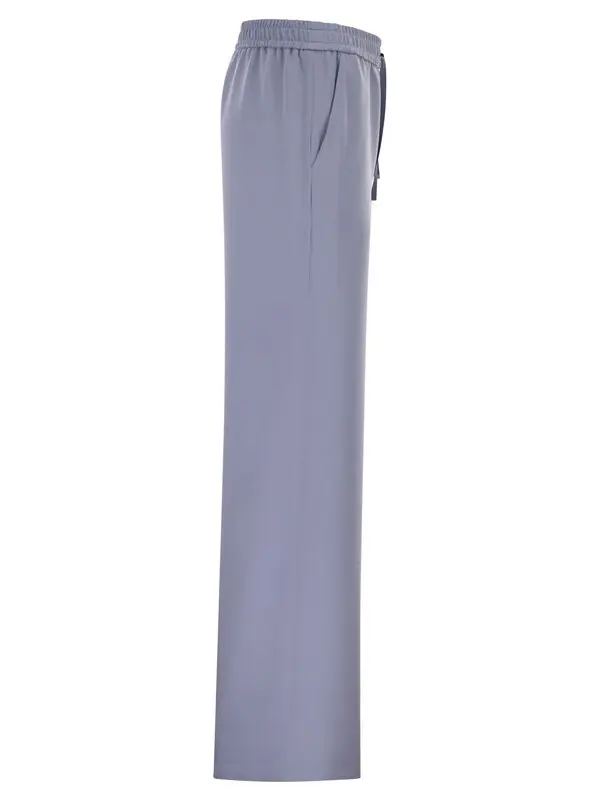 Herno Flowing Wide-leg Trousers With Drawstring - Blue