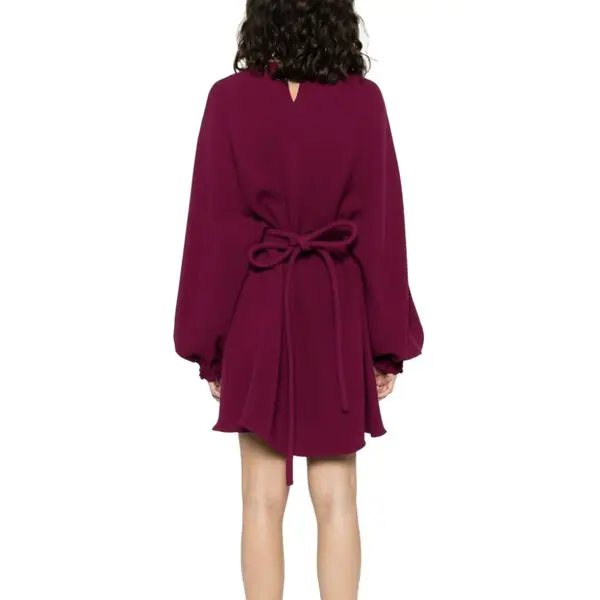 Fendi Silk Dress With V-neckline And Logo Plaque