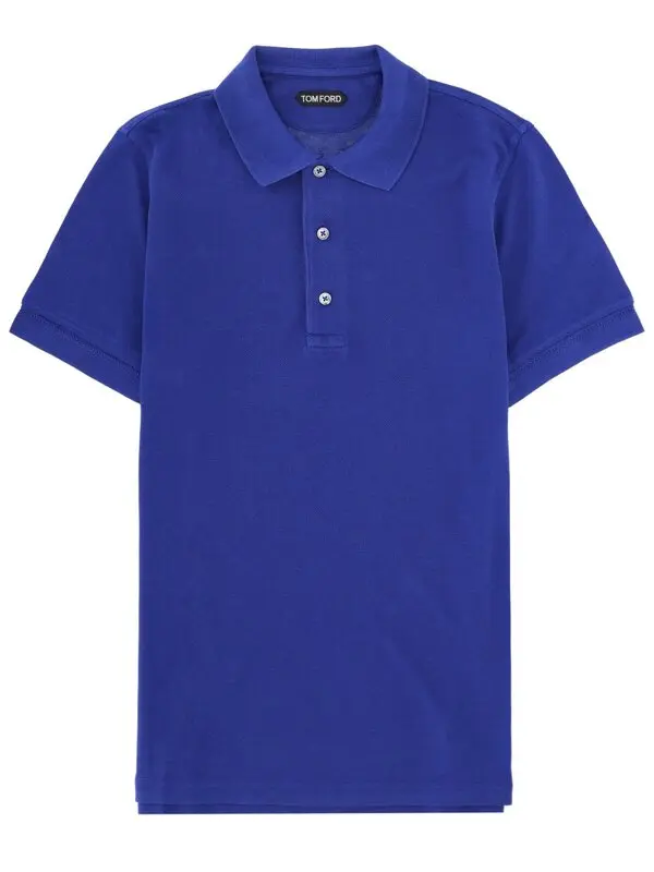 TOM FORD Lyocell And Cotton Polo Shirt - Blue
