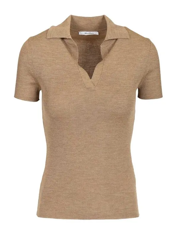 Max Mara Ribbed Wool Polo Shirt - Cream