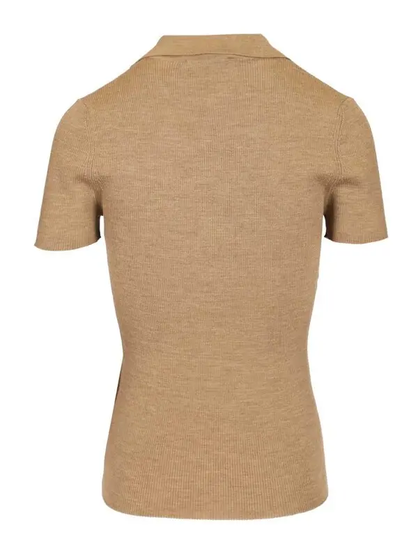 Max Mara Ribbed Wool Polo Shirt - Cream
