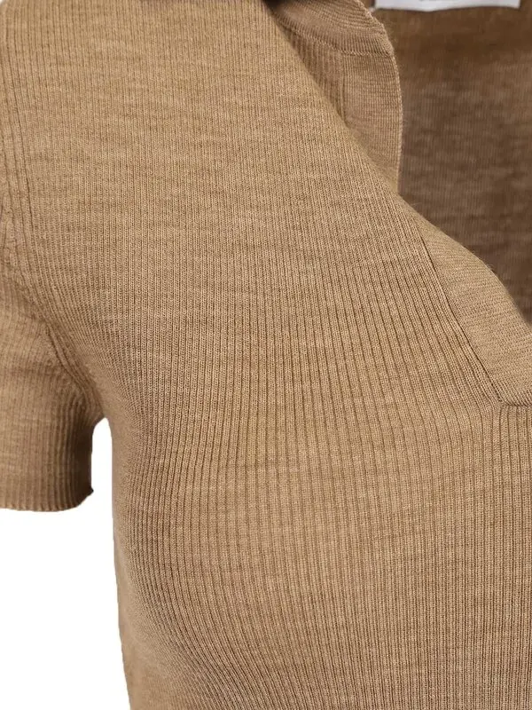 Max Mara Ribbed Wool Polo Shirt - Cream