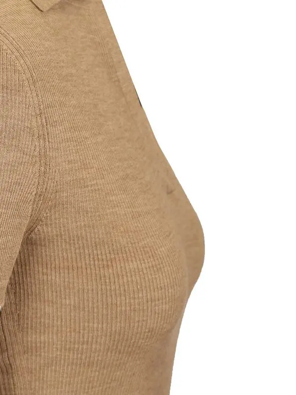 Max Mara Ribbed Wool Polo Shirt - Cream