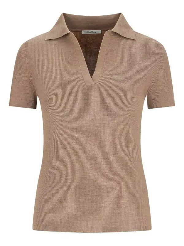 Max Mara Ribbed Wool Polo Shirt - Cream