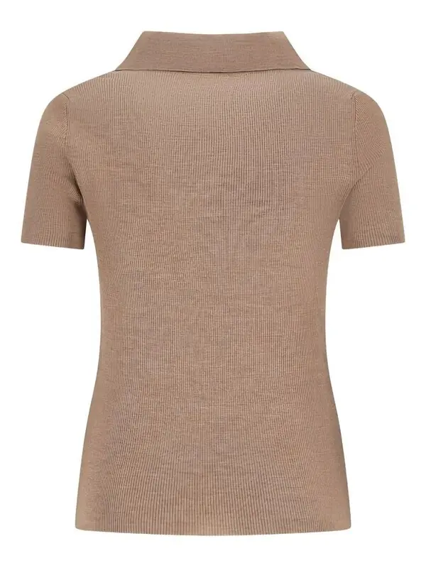 Max Mara Ribbed Wool Polo Shirt - Cream