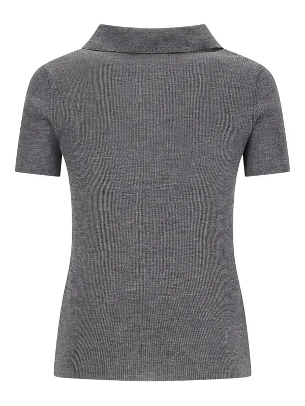 Max Mara Ribbed Wool Polo Shirt - Gray