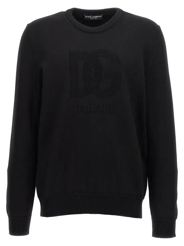 Dolce & Gabbana Dg Intarsia Crew Neck Sweater - Black