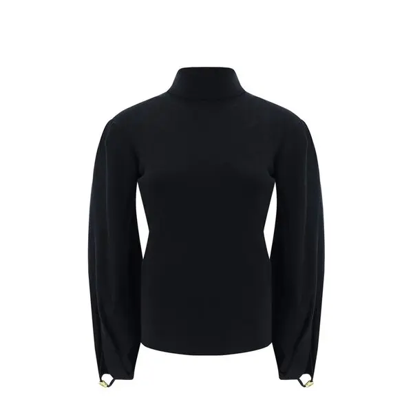 Chloé Wool Sweater With Balloon Sleeves And Cut-out Detail - Black