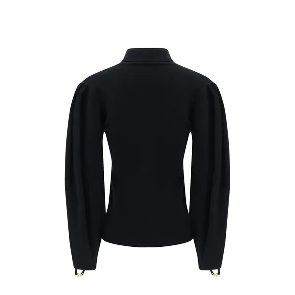 Chloé Wool Sweater With Balloon Sleeves And Cut-out Detail - Black