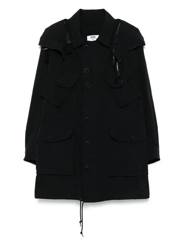 Junya Watanabe Nylon Parka Coat With Detachable Hood And Cargo Pockets