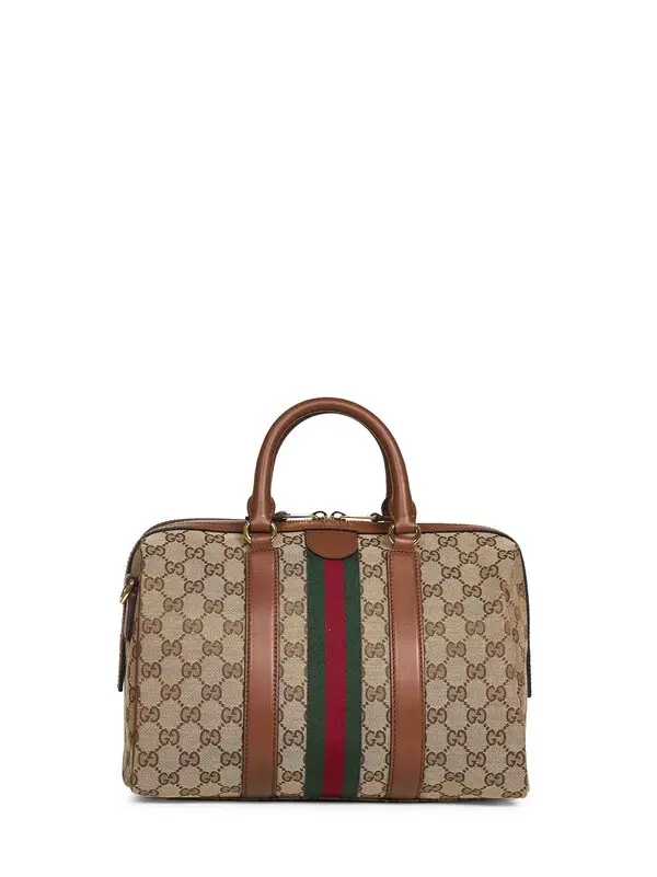 Gucci Beige And Brown Ophidia Medium Boston Bag
