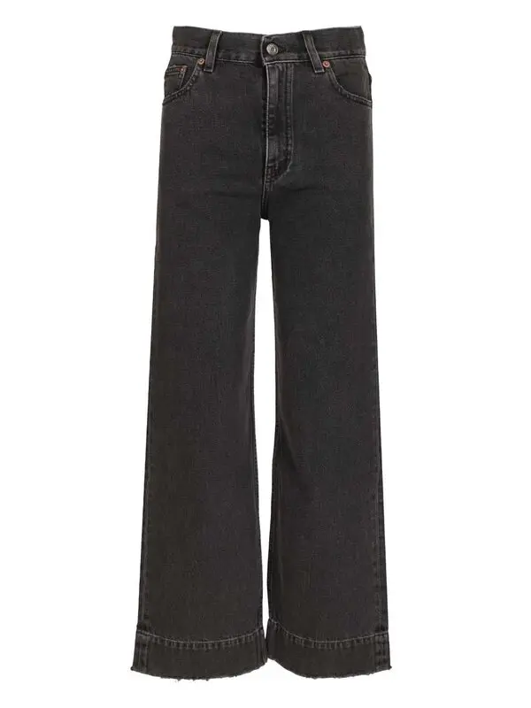 Chloé High-waisted Wide-leg Cropped Jeans - Black