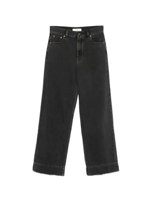 Chloé High-waisted Wide-leg Cropped Jeans - Black