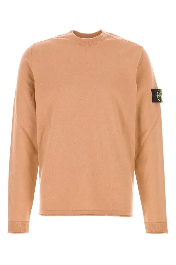 Stone Island Pastel Cotton Blend Crew Neck Sweater - Orange
