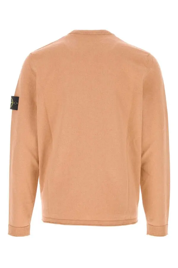 Stone Island Pastel Cotton Blend Crew Neck Sweater - Orange