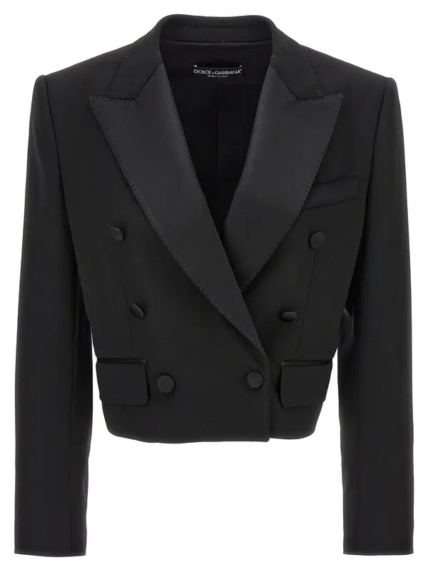 Dolce & Gabbana Tuxedo Double-breasted Crop Blazer