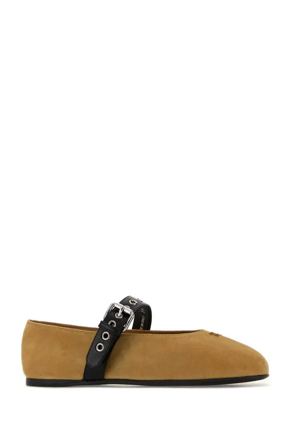 Miu Miu Suede Ballerinas With Buckled Strap