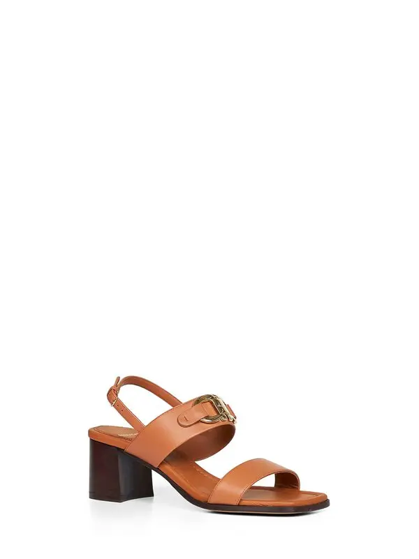 FERRAGAMO Gancini Ornament Block Heel Sandals - Multicolor
