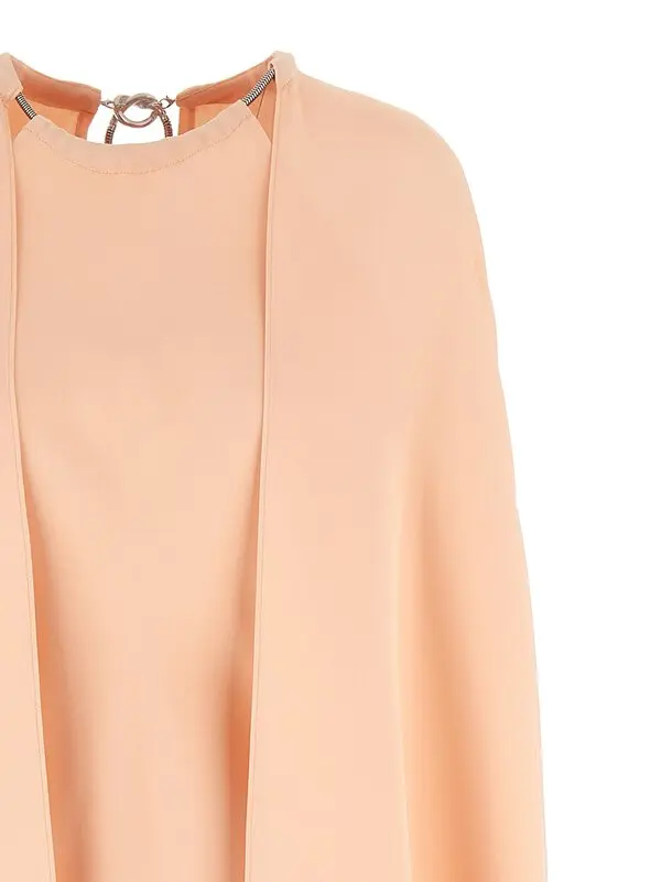 Max Mara Managua Silk Midi Dress With Cape Effect