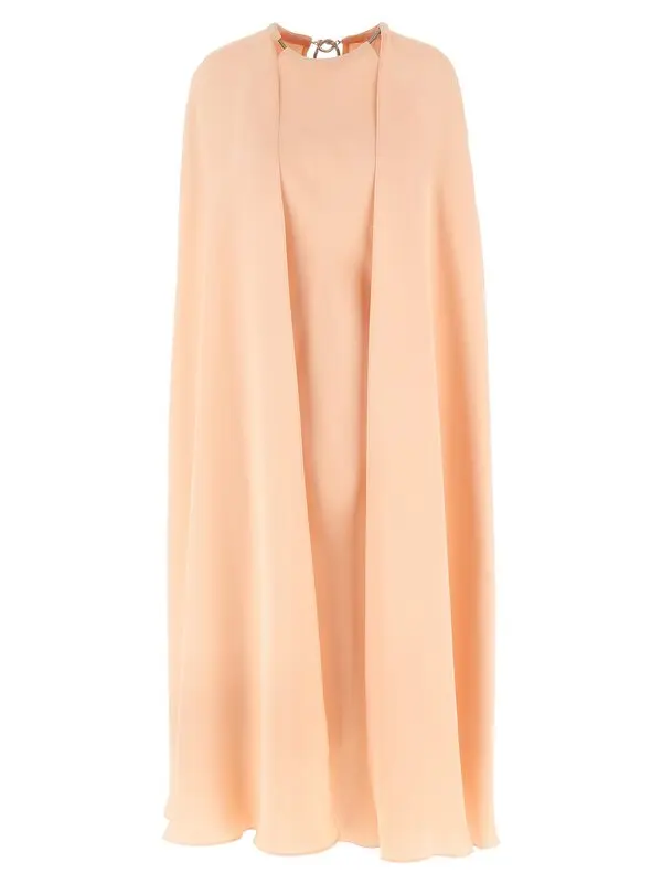 Max Mara Managua Silk Midi Dress With Cape Effect - Pink