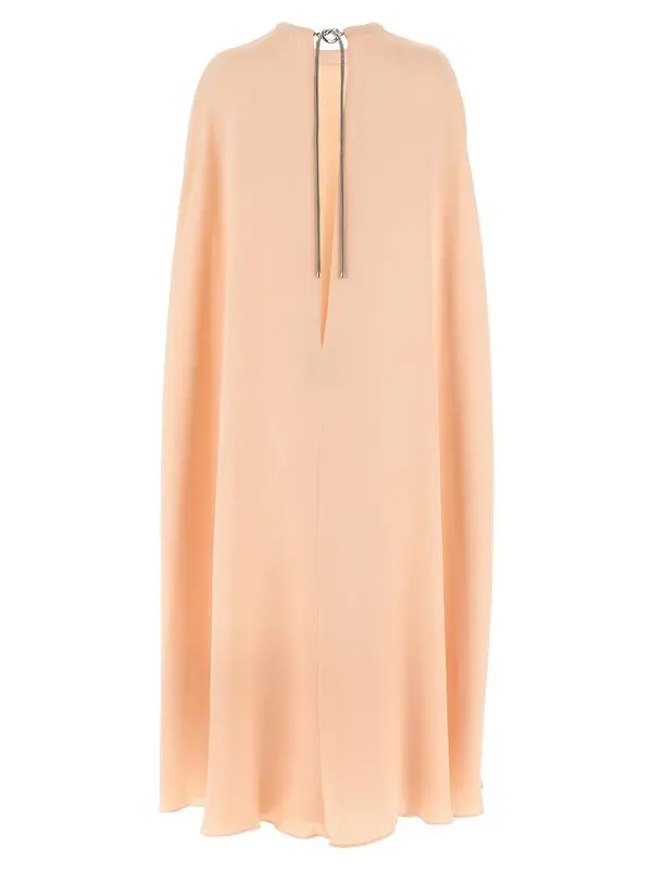 Max Mara Managua Silk Midi Dress With Cape Effect - Pink